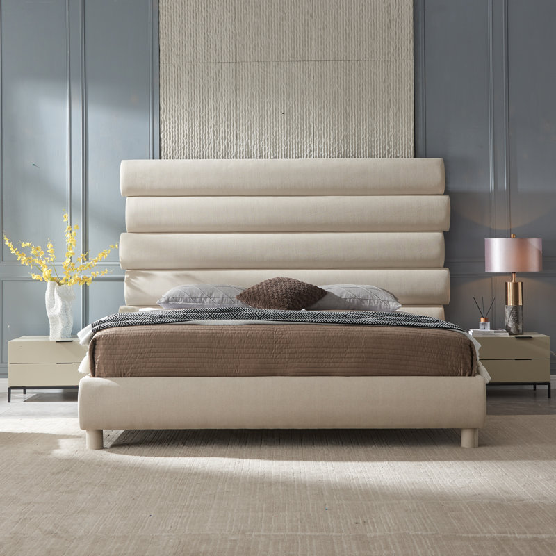 High back upholstered bed store
